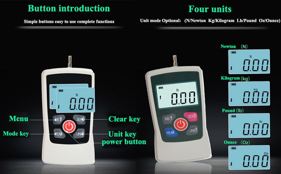 VTSYIQI Digital Force Gauge 3N Push Pull Gauge Tester for Tension and