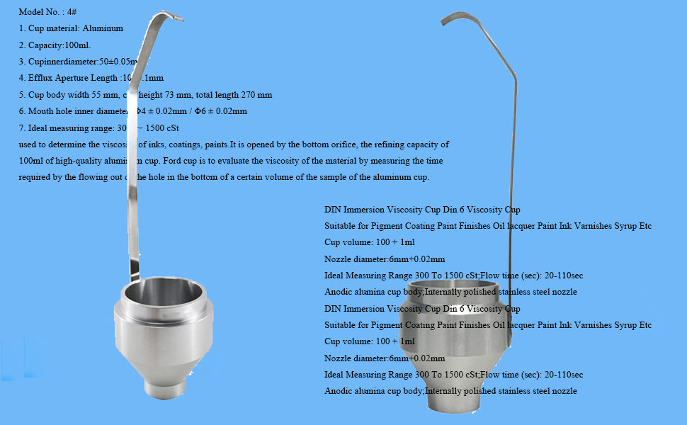 VTSYIQI DIN Viscosity Cup Portable DIN Immersion Viscosity Cup Din 6 V
