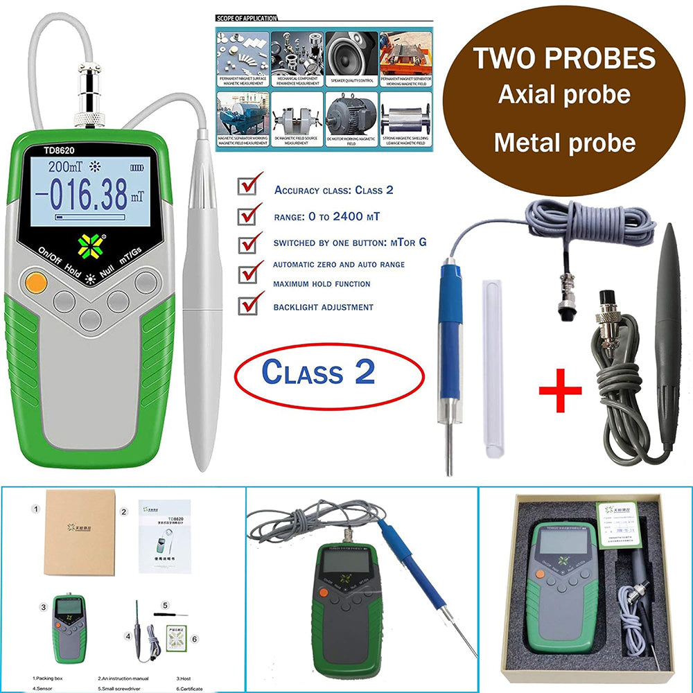 VTSYIQI Axial Probe Tesla Meter High Precision Gaussmeter Fluxmeter Su